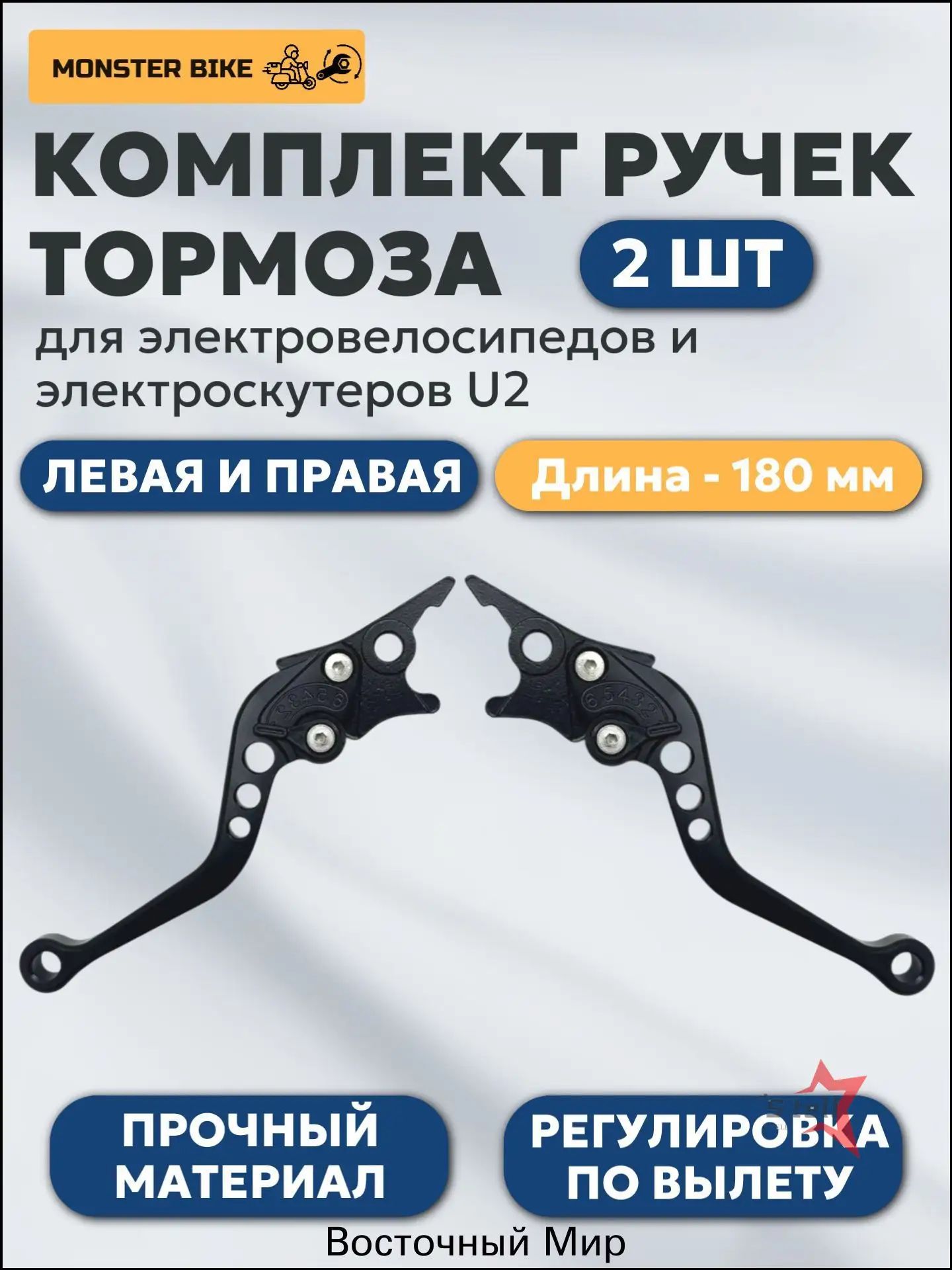 Комплект черных тормозных ручек для электровелосипеда U2