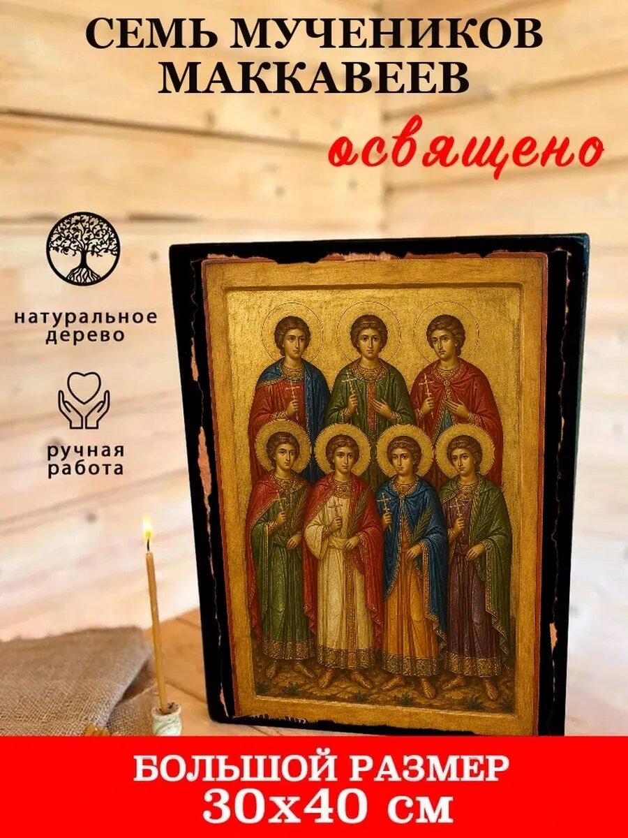 Икона Семь мучеников Маккавеев, на дереве, 30×40 см, освящённая