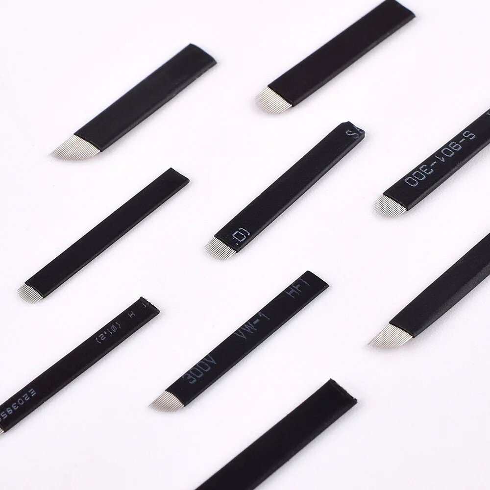 HAO-TATTOO иглы для микроблейдинга 0.18 мм, 100 шт, черные
