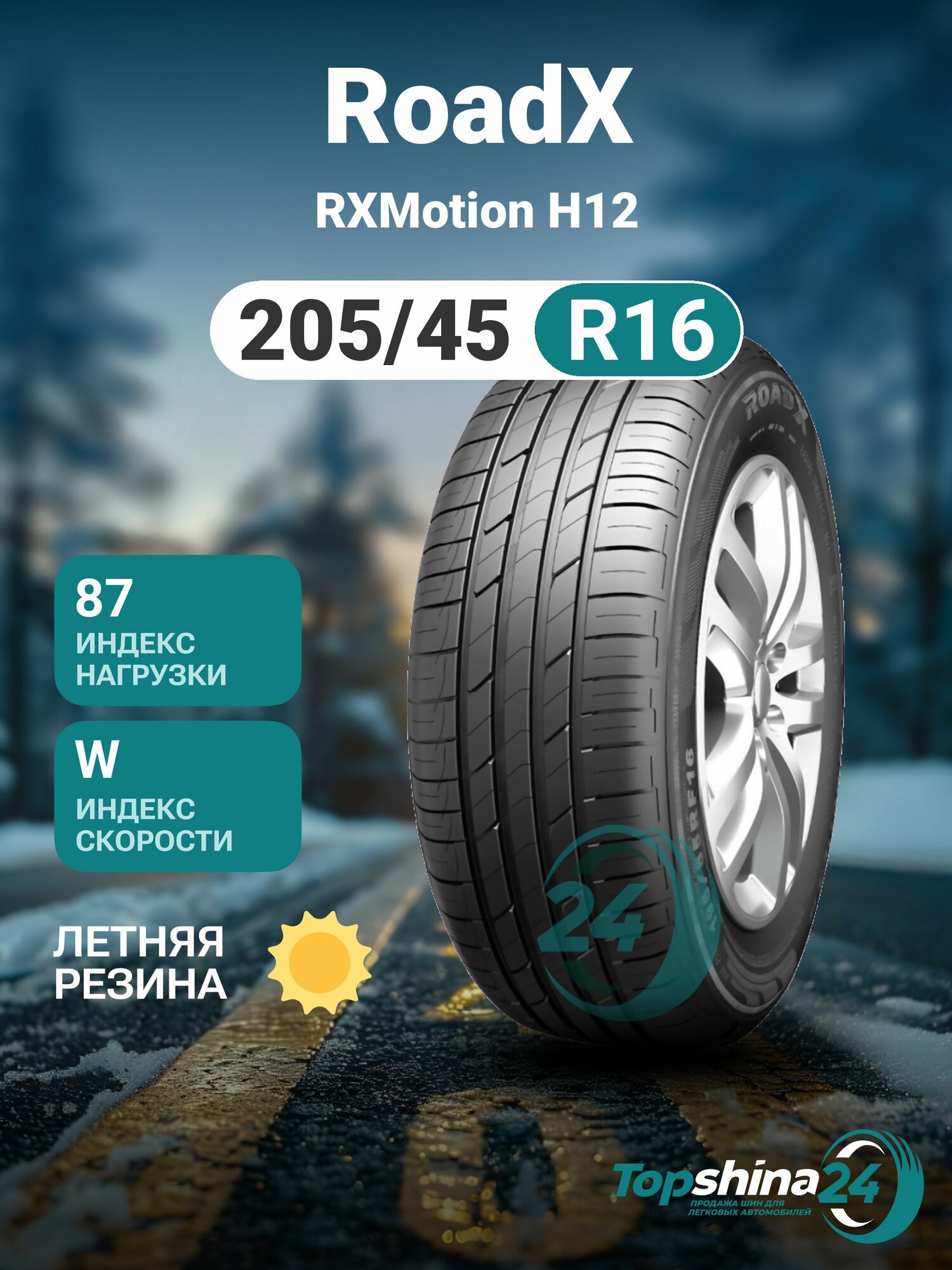 Шины летние RoadX RXMotion H12 205/45 R16 W87