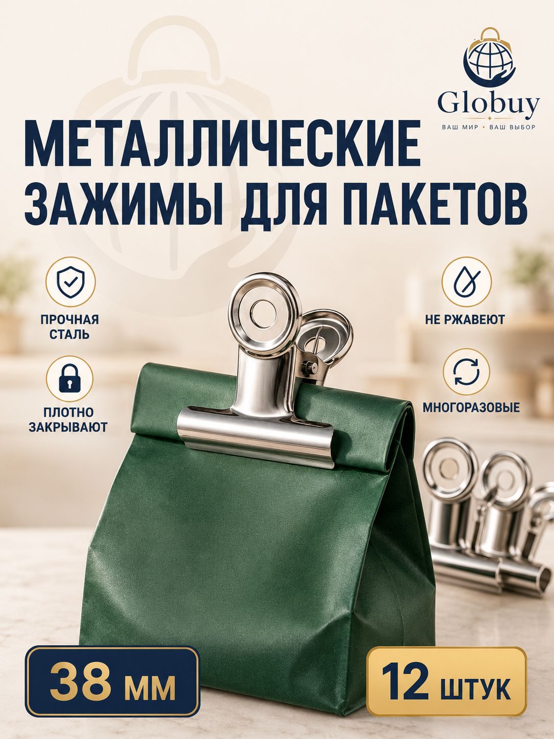 Зажим кухонный, 12 шт