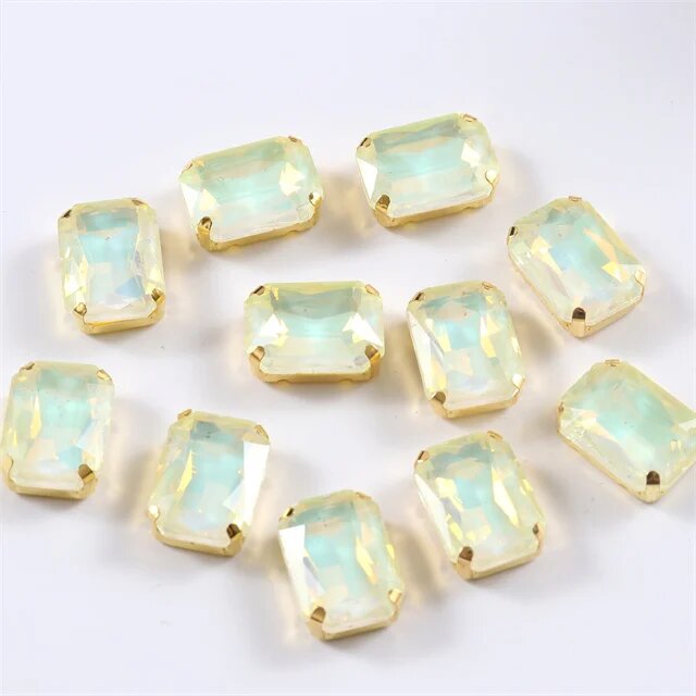 Стразы прямоугольные Topaz AB с когтем, 20 шт