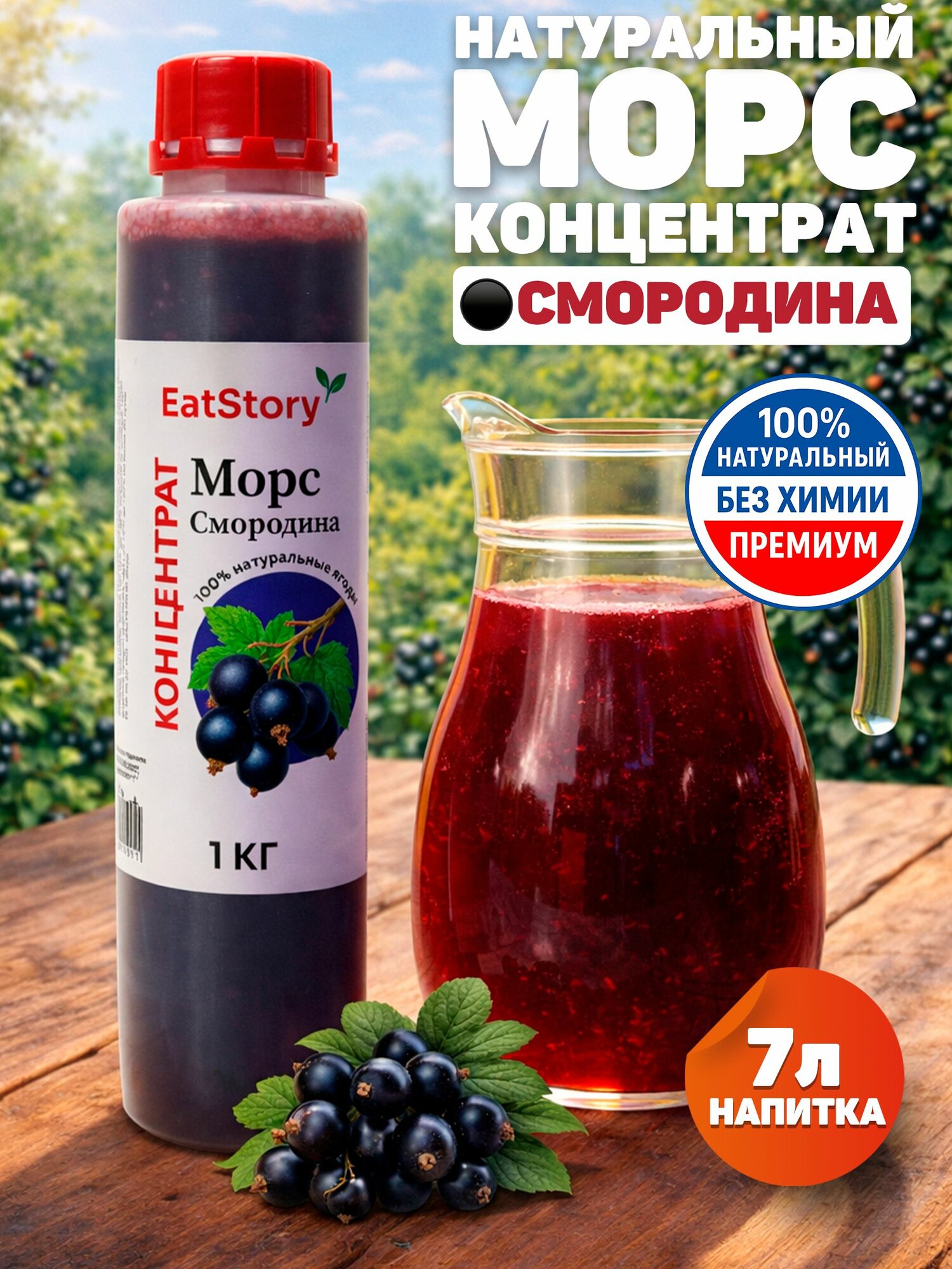 Морс Смородина концентрат 1 кг / сироп, джем, ягодное варенье, основа для морса, натуральный