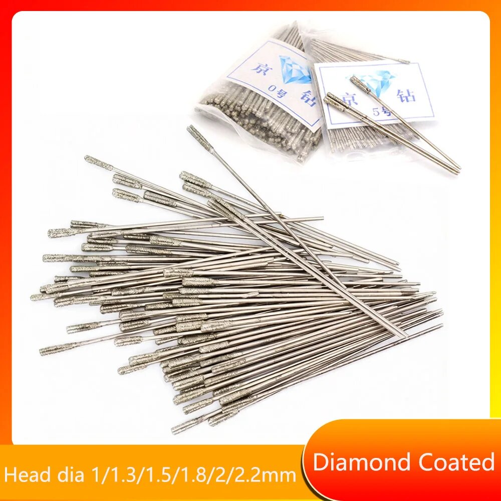 Алмазные сверла для стекла 1/1.3/1.5/1.8/2/2.2 мм 50pcs, 1.8mm