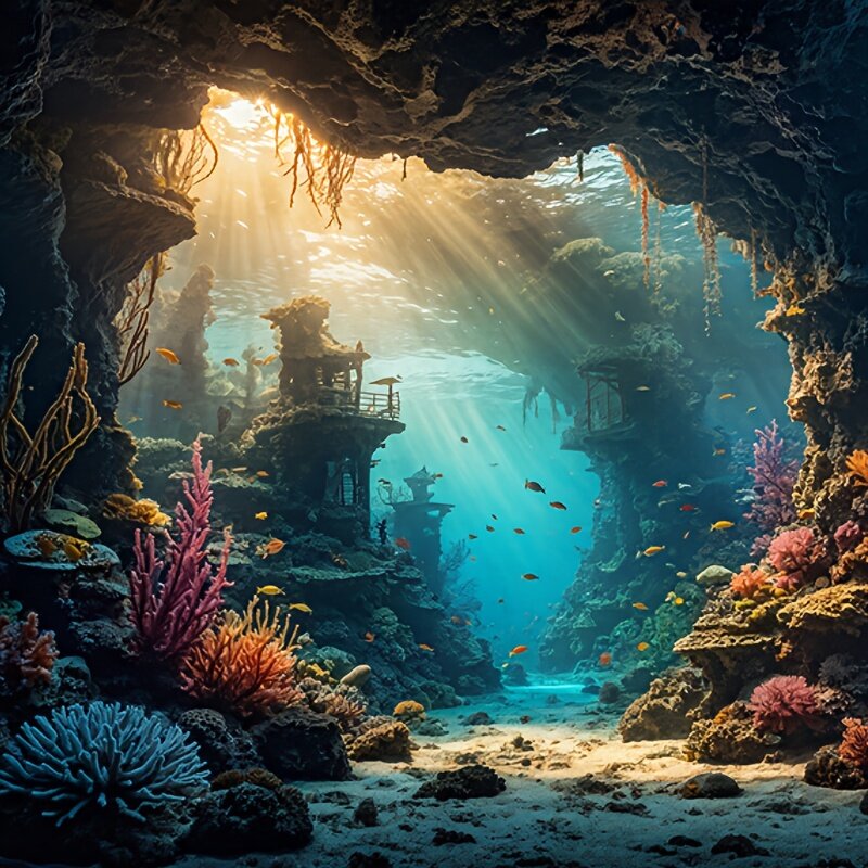 Самоклеящаяся 3D-пленка высокой четкости для заднего фона аквариума, стиль 4