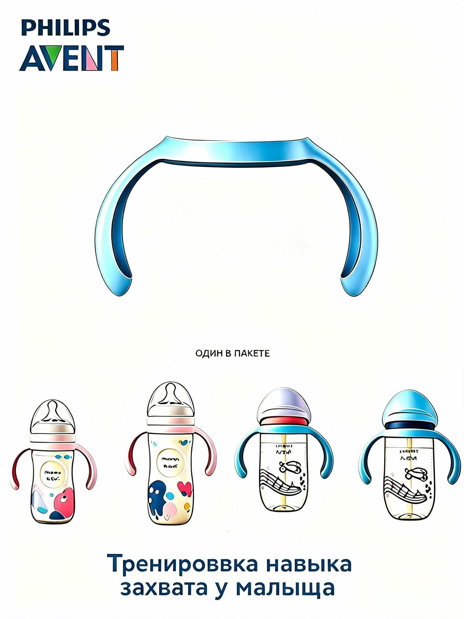 Ручки для бутылочки Avent SCF683/07 55 мм, аксессуар для детской бутылочки для кормления с ручками, поставляется без емкости