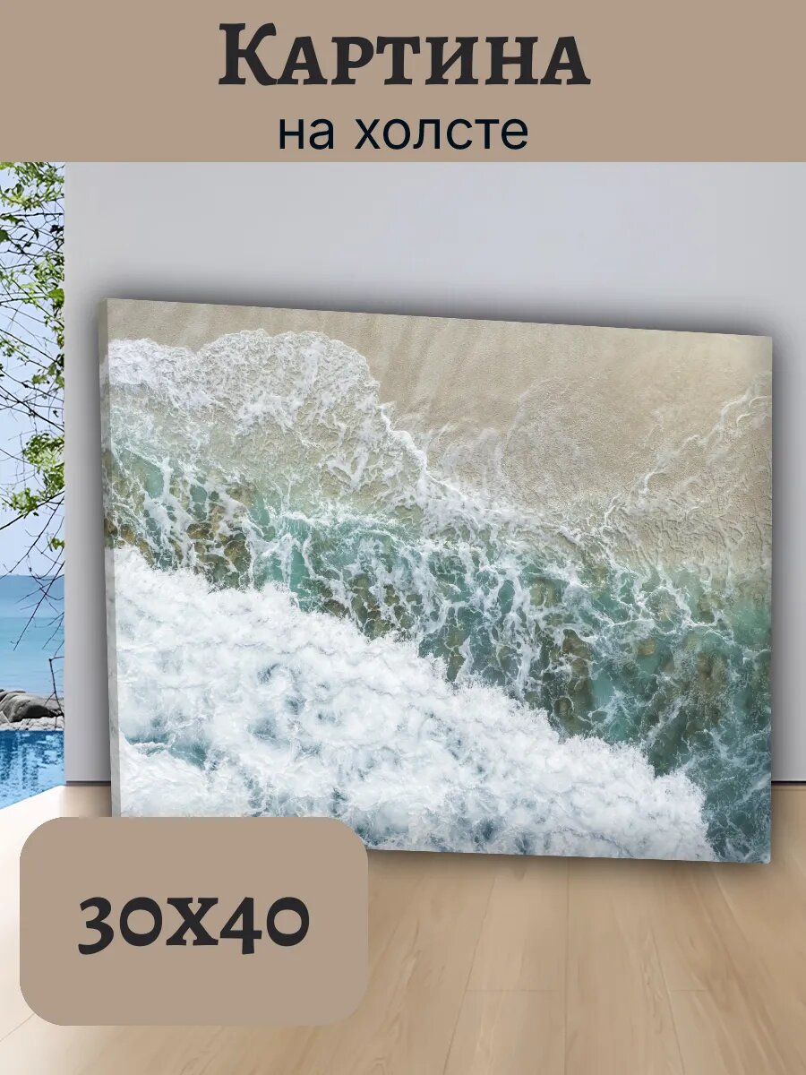 Картина Постер Мальдивы 30x40 бирюзовая Волна