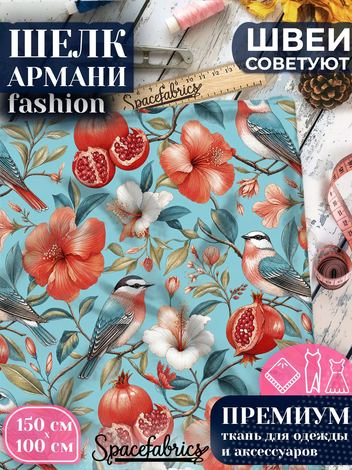 Ткань для шитья шелк Армани, искусственный атлас шелк для костюмов, платьев, юбок с принтом