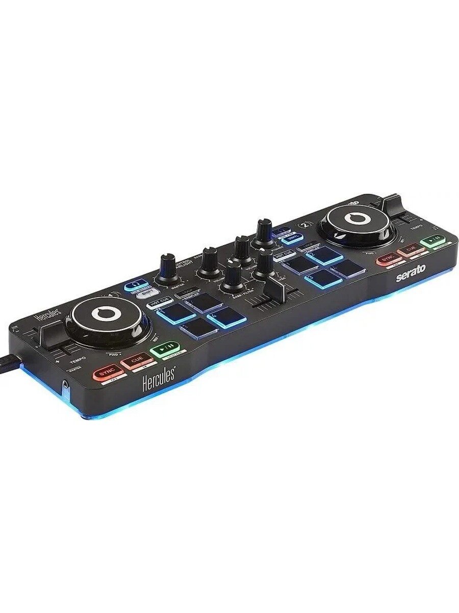 KNOW EASY-Hercules Helly DJControl Starlight - Портативный USB DJ контроллер - 2 проигрывателя с 8 ударными подушками