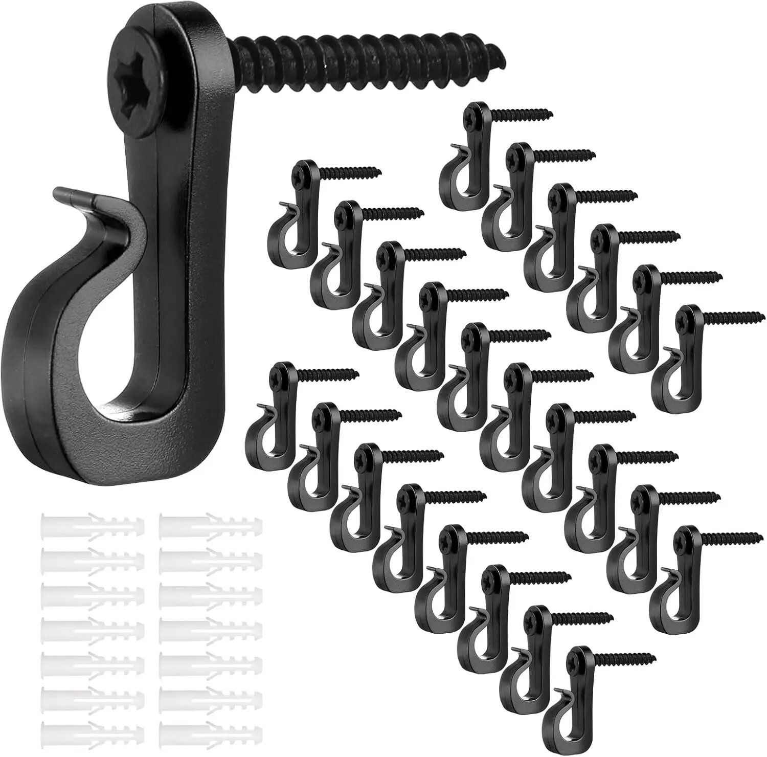 Усиленные крючки-зажимы для уличных гирлянд Черный, Black-30PCS