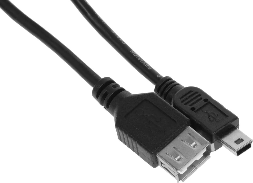 Кабель OTG Buro USB A(f) (прямой) - mini USB B (m) (прямой), 0.2м, черный