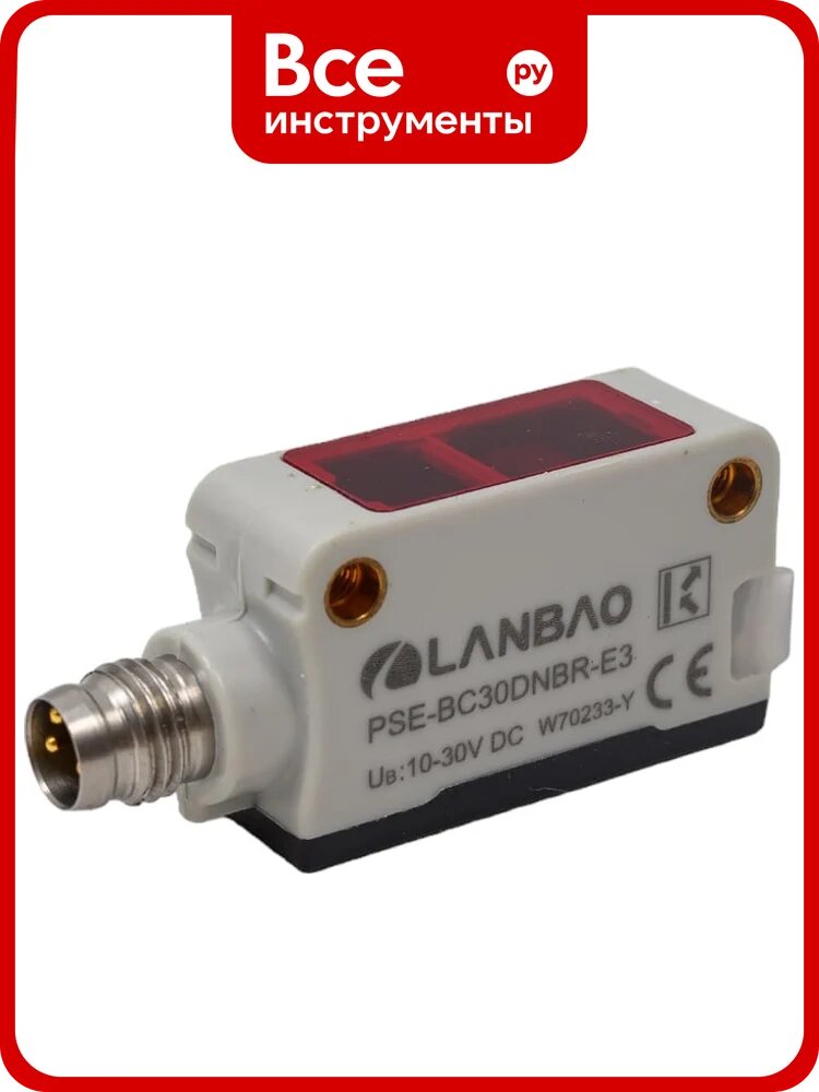 Оптический датчик диффузный Lanbao PSE-BC30DNBR-E3, Sn=300 мм, NPN NO/NC (Програм)10.30DC, разъем М8, 07-00036644