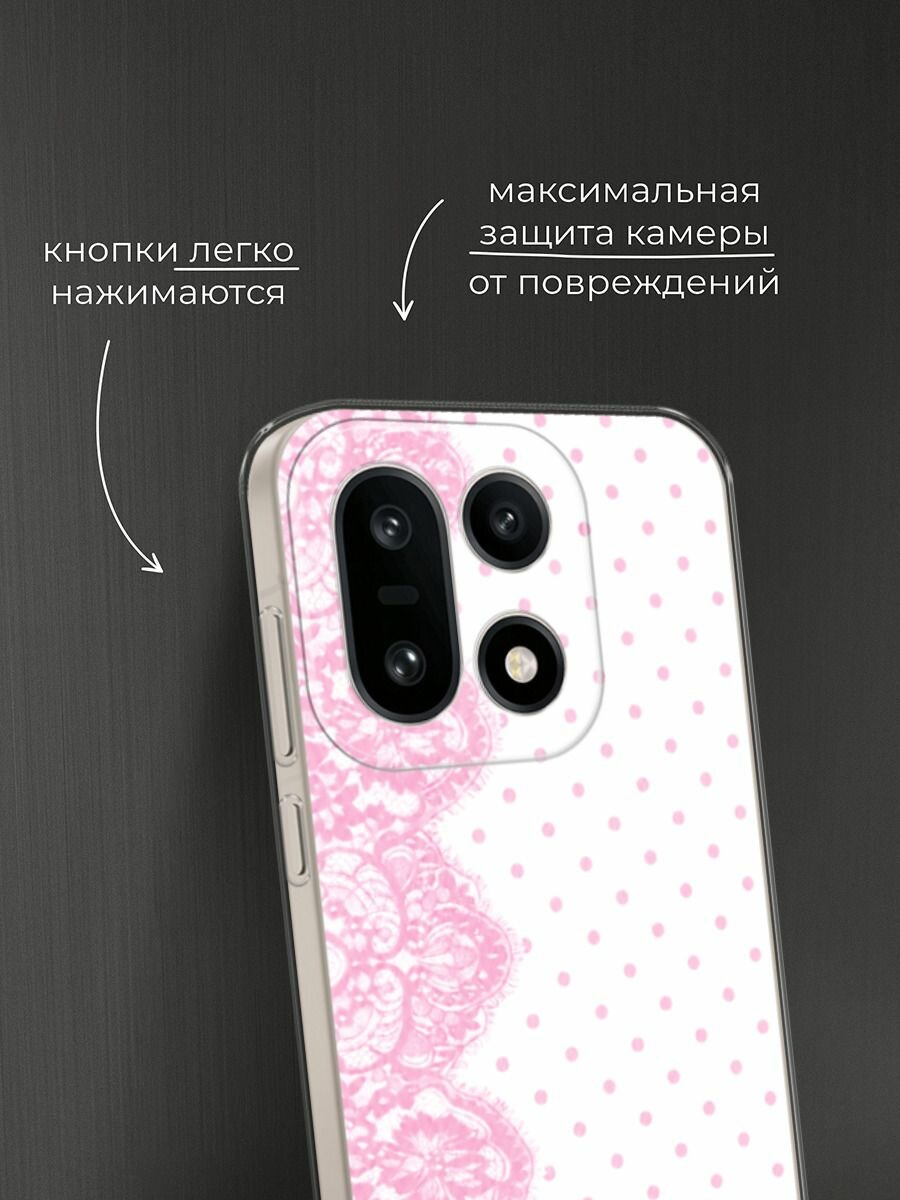 Чехол на OnePlus 15 / Ван Плас 15 с принтом Розовое кружево и горошек — фото 1