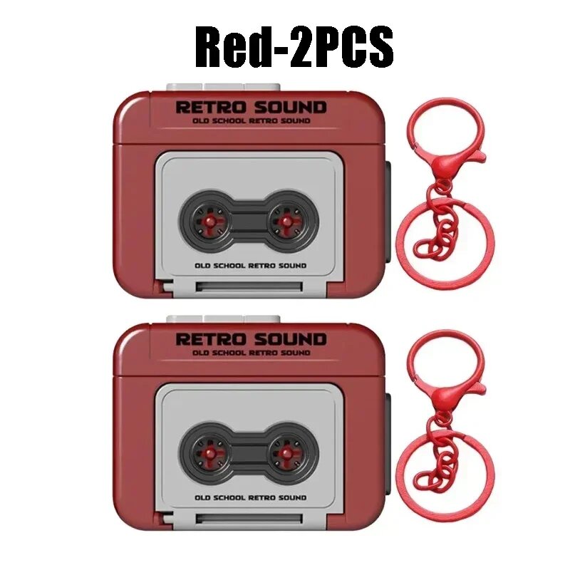 Красный брелок-кассетный плеер Retro Sound 2шт