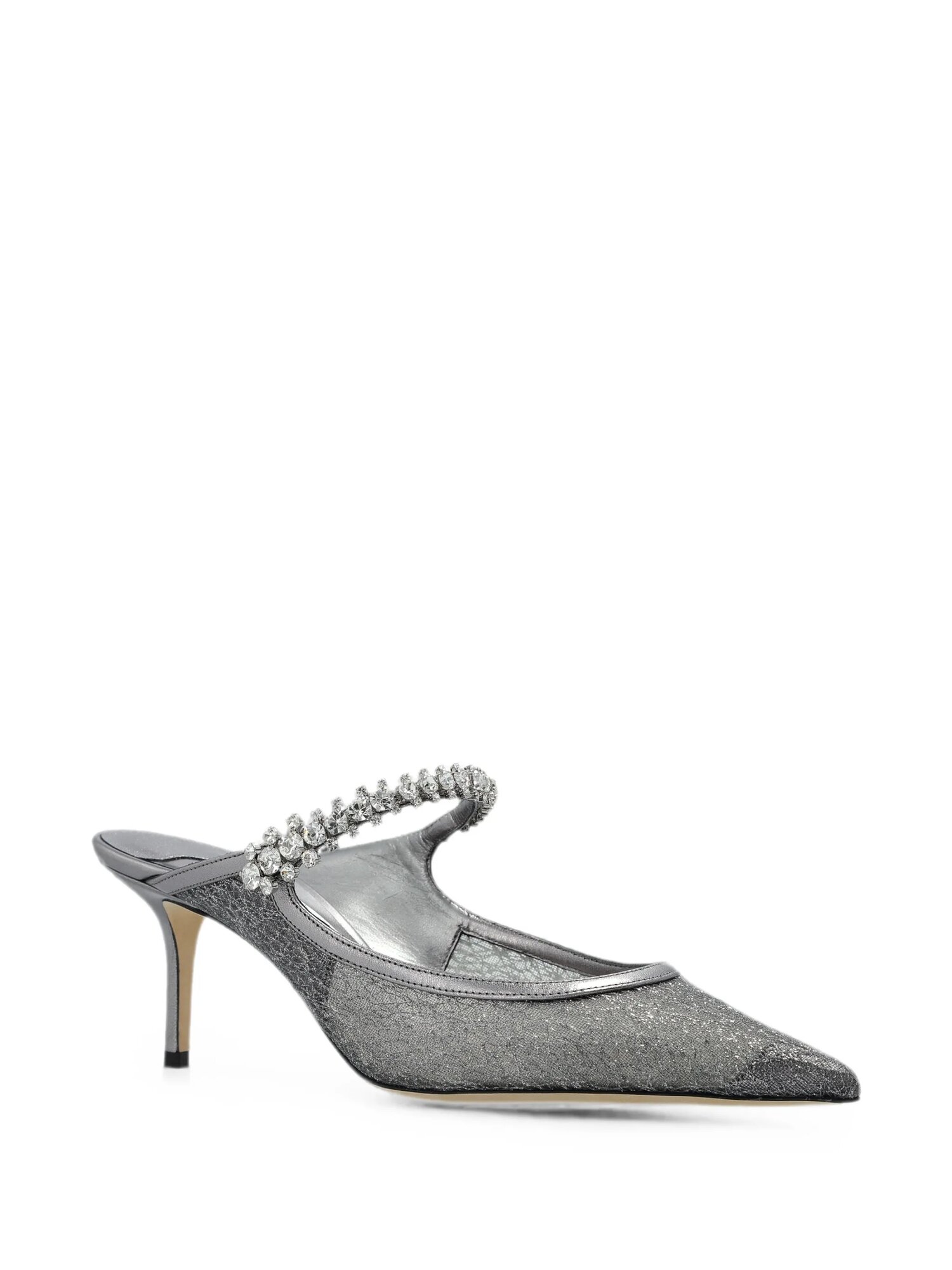 Мюли JIMMY CHOO Bing crystal-embellished mesh mules, размер 36,5, Silver — фото 1