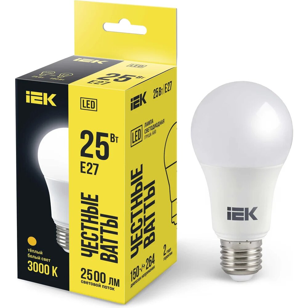 Лампа IEK LED A80 шар 25Вт 230В 3000К E27 LLE-A80-25-230-30-E27