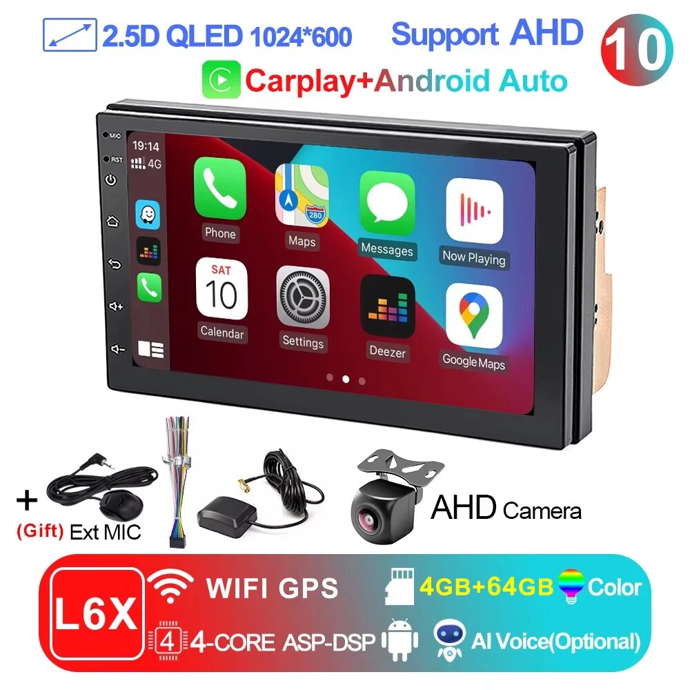 Авто Радио Android 14 Carplay L6X(2-64GB)-AHD