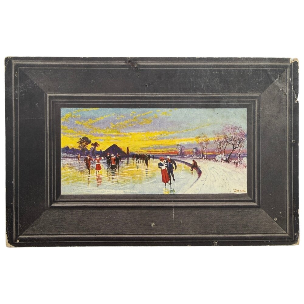 Почтовая открытка "Катание на коньках в предзакатный час" 1900-1915 гг. Германская Империя