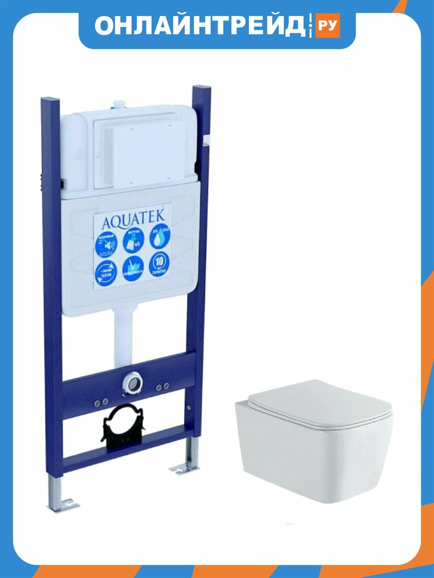 Унитаз с инсталляцией Aquatek SET либра N-14 cm (рама Standard INS-0000014(без клавиши и крепежа)+унитаз либра New компакт AQ1148N-00 с тонким сиденьем soft-close