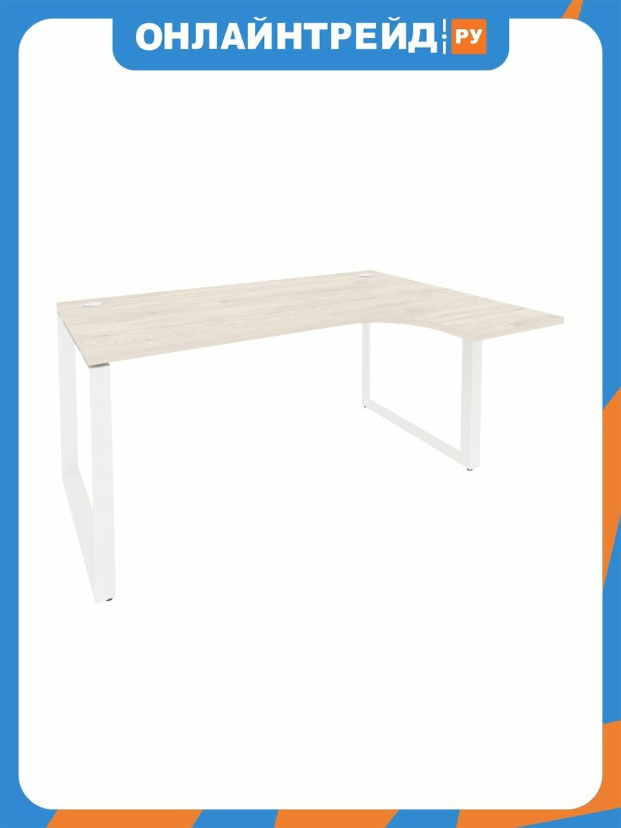 Стол эргономичный Riva CHAIR правый на О-образном м/к O. MO-SA-4 (R) Денвер светлый/Белый металл 1580*1180*750 Onix
