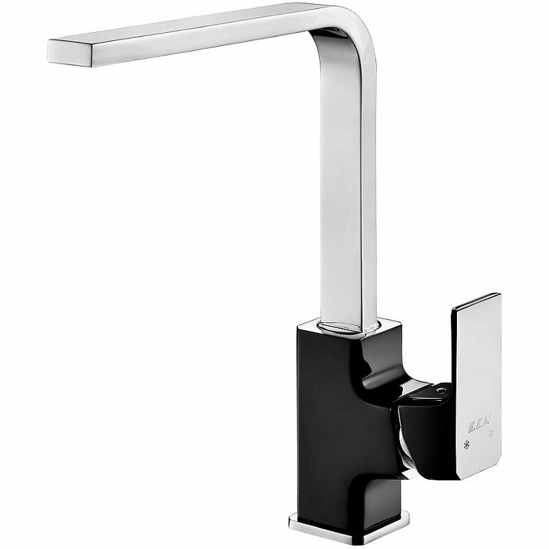 Смеситель для кухни E, C, A, Tiera 103518123EX черный глянец хром, рычажный, латунь