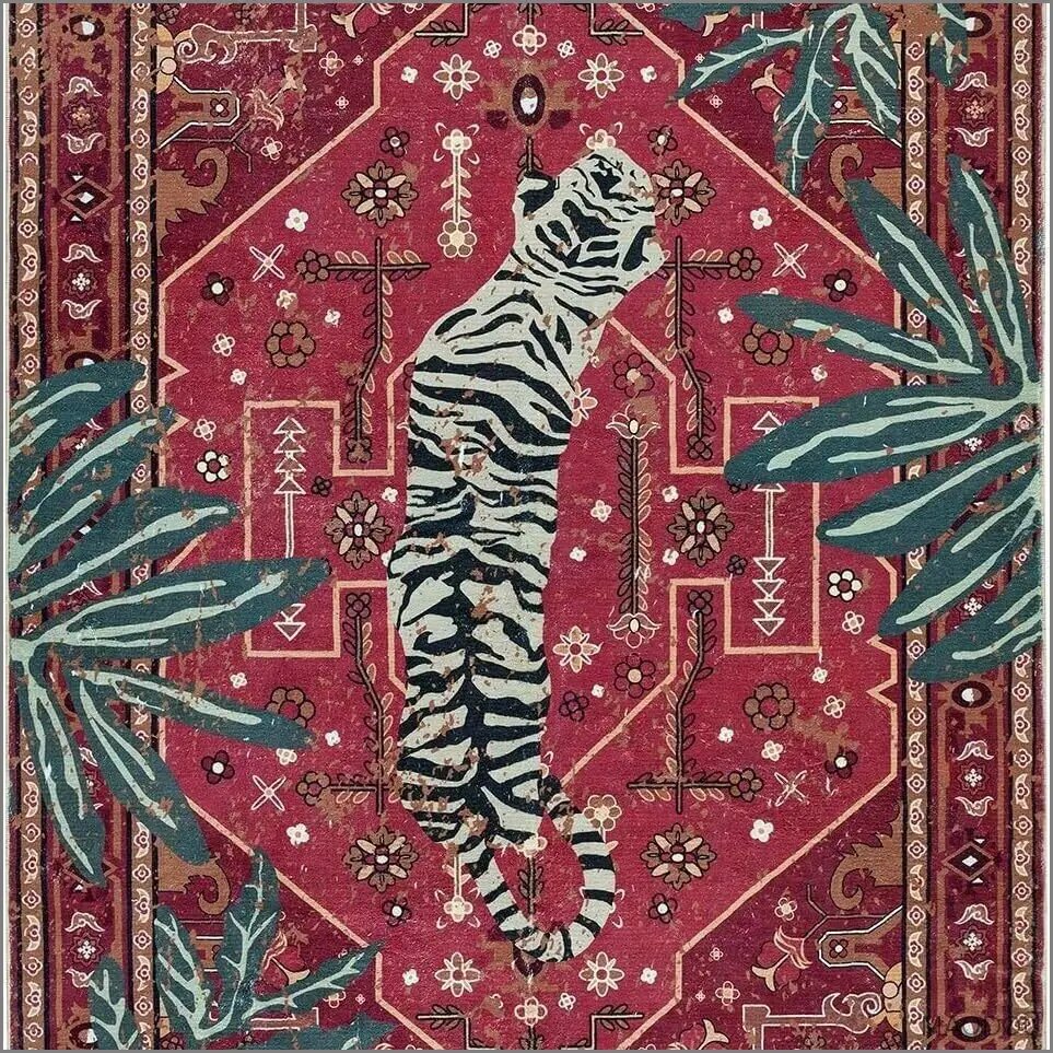 Бордовый、Jungle, ковер из тигра, оверсайз 1,2м*1,8м (горячая распродажа)