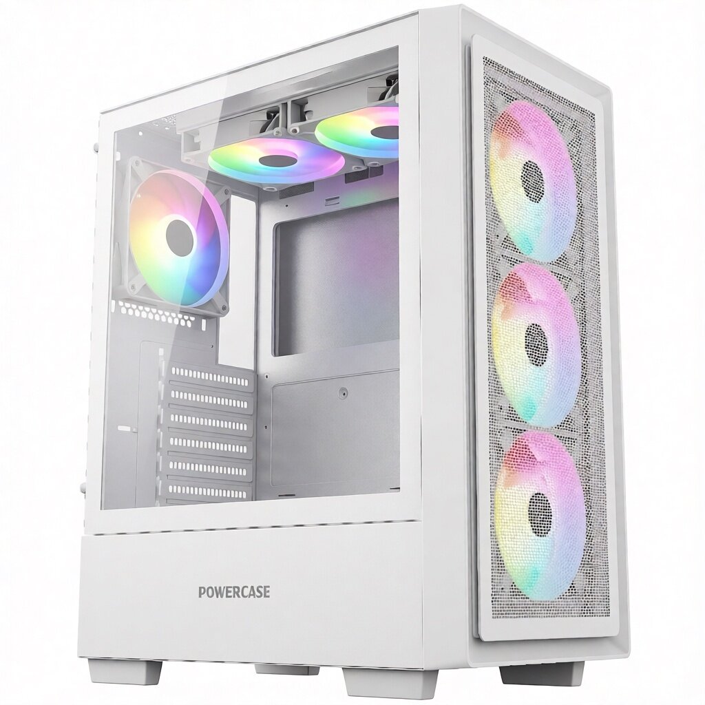 Корпус Midi-Tower PowerCase Mistral AY4W ARGB TG, белый (CMAYW-A4)