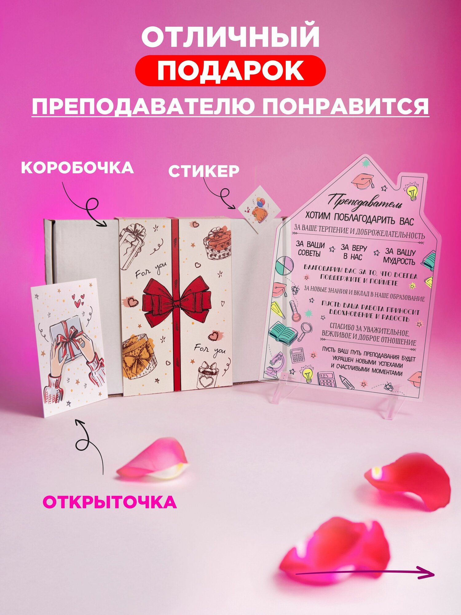 Оригинальный подарок преподавателю на день рождения, выпускной и новый год, акриловый постер с пожеланиями