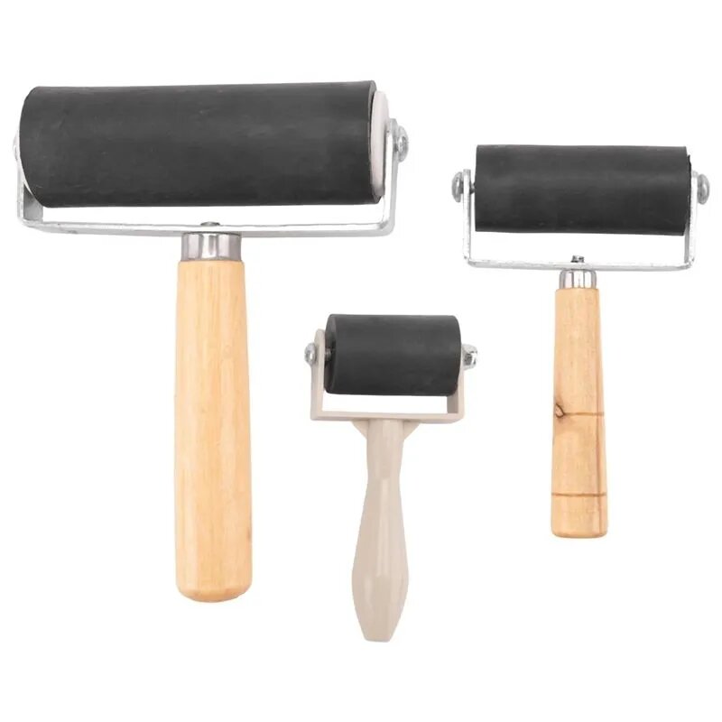 3 Резиновых Валика Brayer Rollers 1,4/2,4/4 Дюйма Art Craft Roller