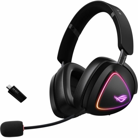 Гарнитура ASUS ROG Delta II чёрный, беспроводная + проводная, Bluetooth, подсветка