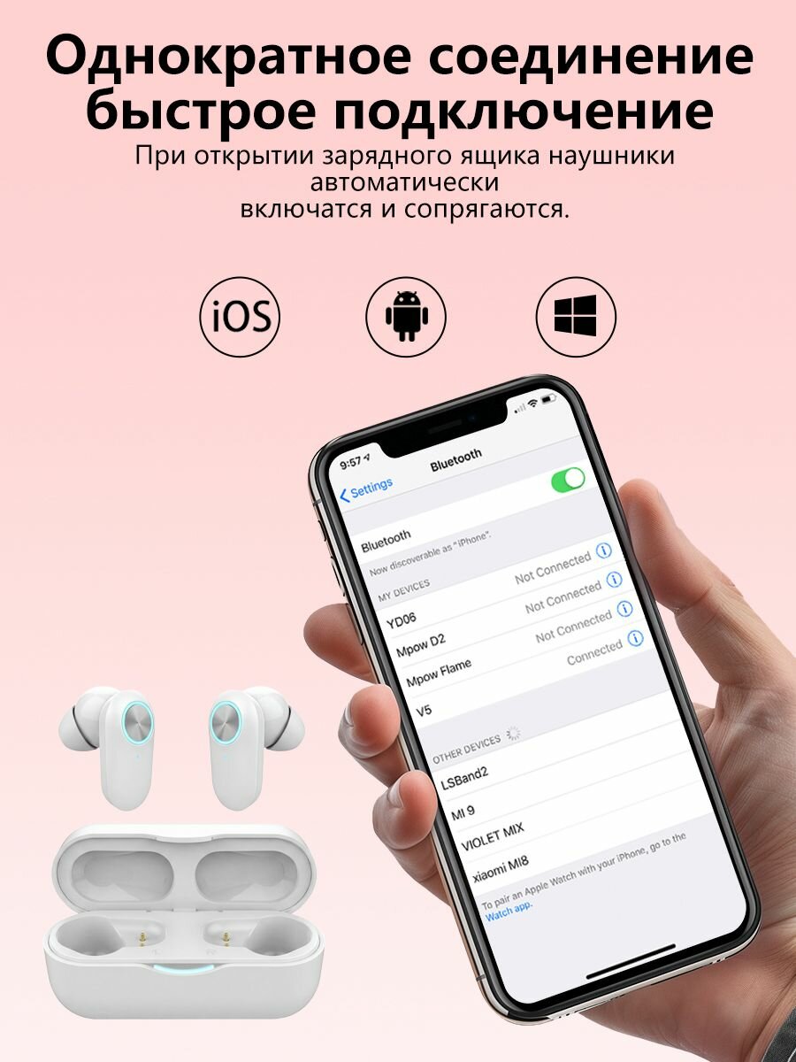 Наушники беспроводные с микрофоном, Bluetooth, USB Type-C, разноцветный