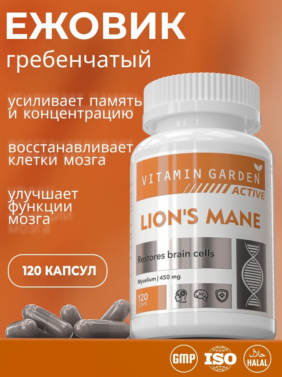 Ежовик гребенчатый / Lion's mane 120 капсул львиная грива