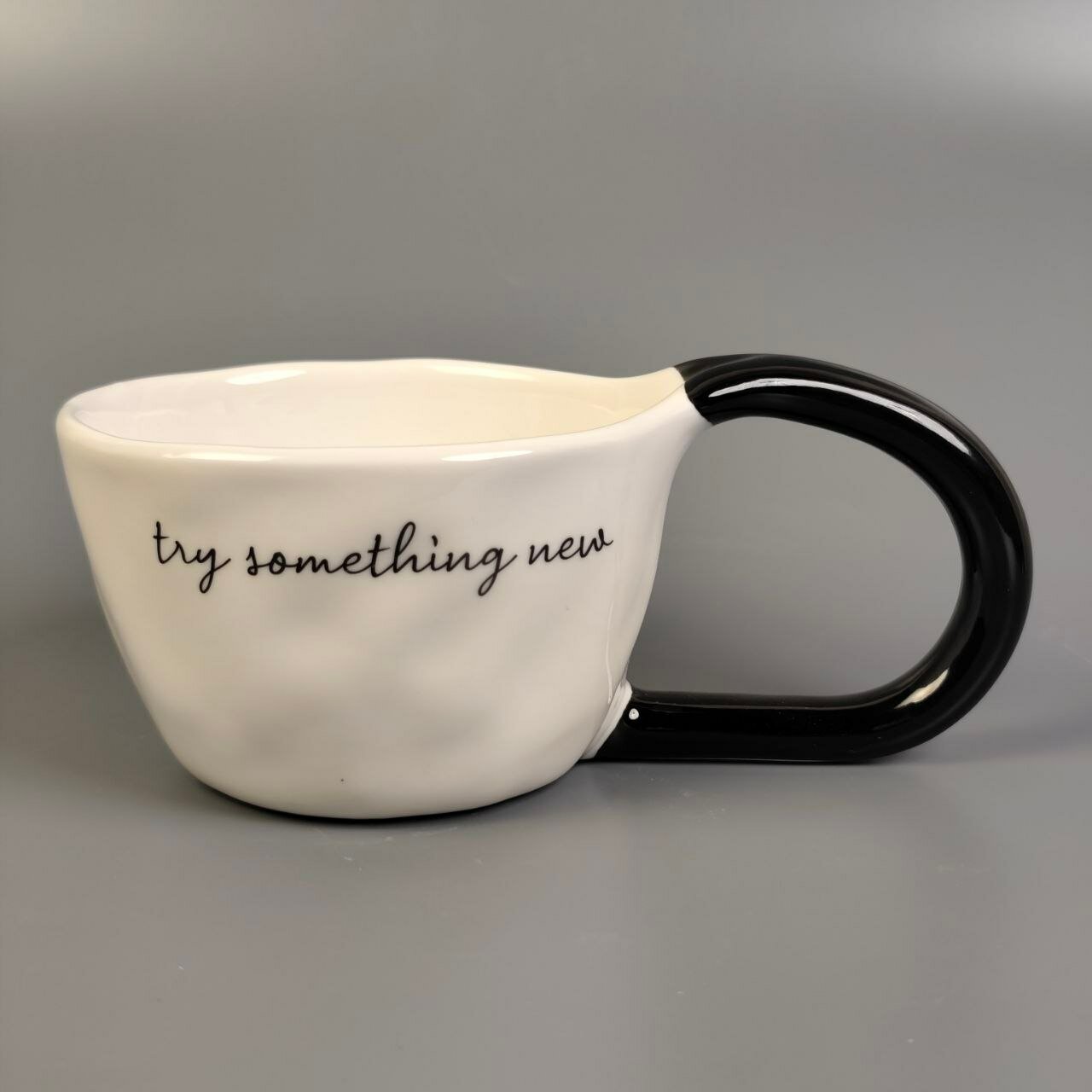 Кружка "Try something new", фарфор, с удлиненной ручкой, 350мл