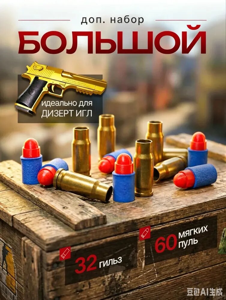 Пули мягкие EVA с гильзами для игрушечного пистолета GLOCK-18 DRAKON IRG