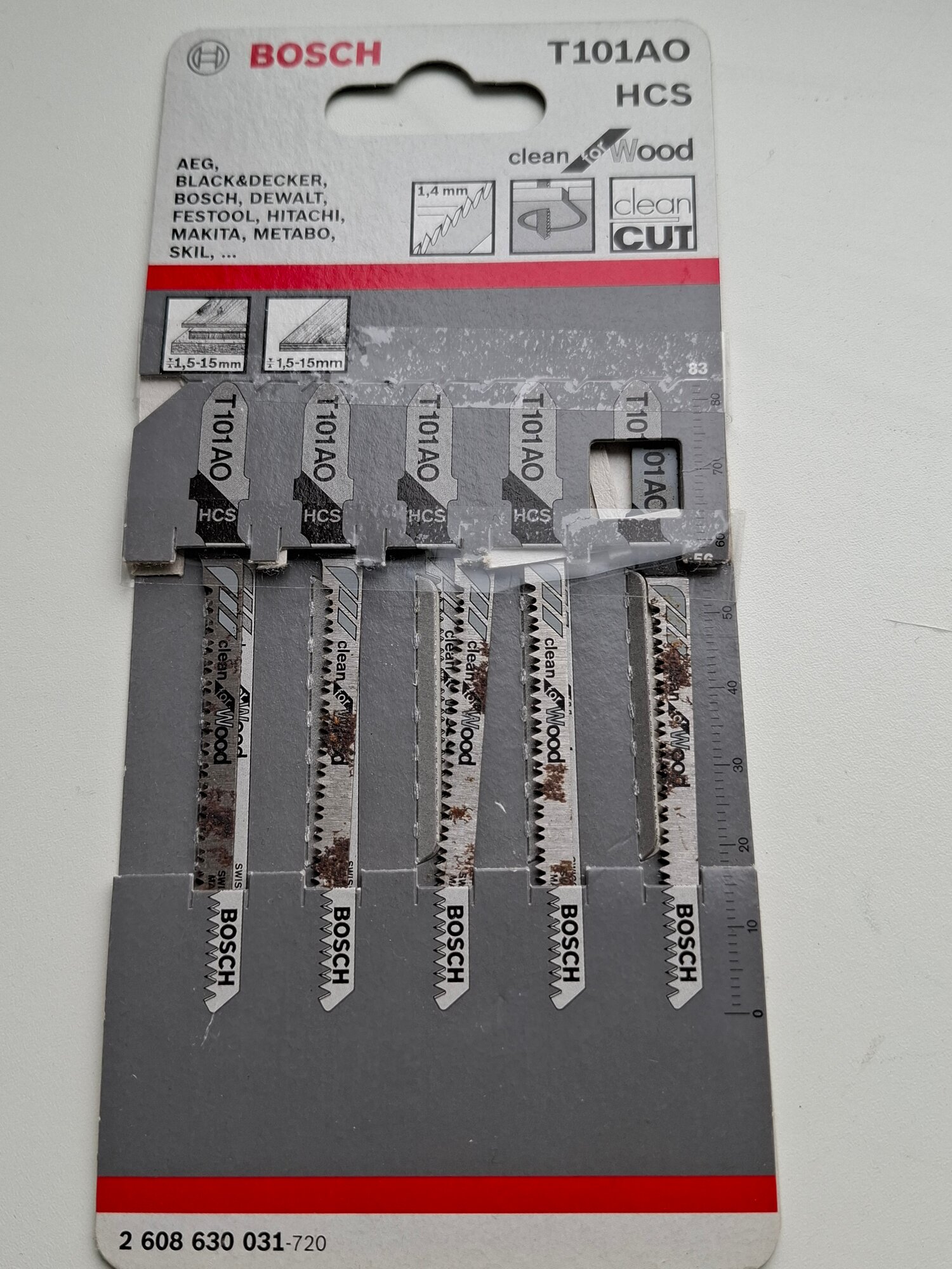 Пилки для лобзика Bosch T 101AO /БОШ CLEAN for Wood/ 2608630031 пилка для лобзика по дереву чистый криволинейный пропил, упаковка 5 шт