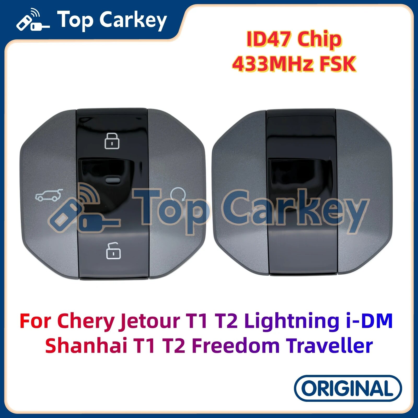 Оригинальный смарт-ключ TopCarkey ID47 ID4A 433 МГц для Jetour T1 T2 Lightning i-DM Shanhai T1 T2 Freedom Traveller