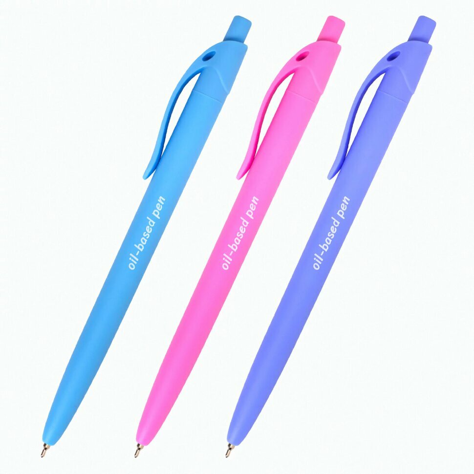 Ручка шариковая масляная автоматическая BRAUBERG "FRUITY Pastel", синяя, корпус soft-touch, узел 0,7 мм, линия письма 0,35 мм, 142959, 24 штук, 142959