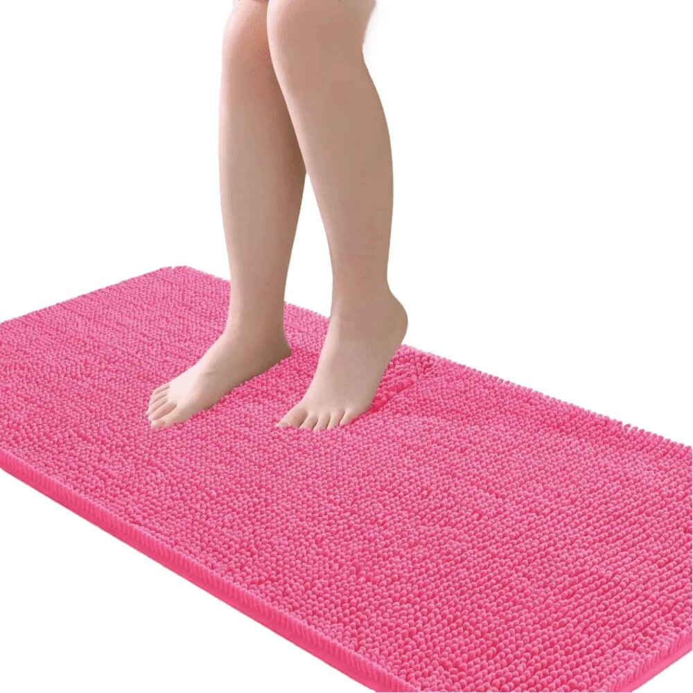 Пушистый коврик для ванной 100% полиэстер 40x60 см Розовый, Rose Red