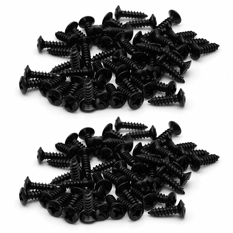Саморезы 3x12 мм для пикгарда гитары/баса (100 шт.) Черный, Black 100Pcs