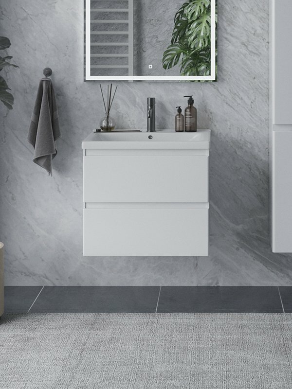 Тумба с раковиной SanStar Riana 60 подвесная, белая, раковина Миранда 60