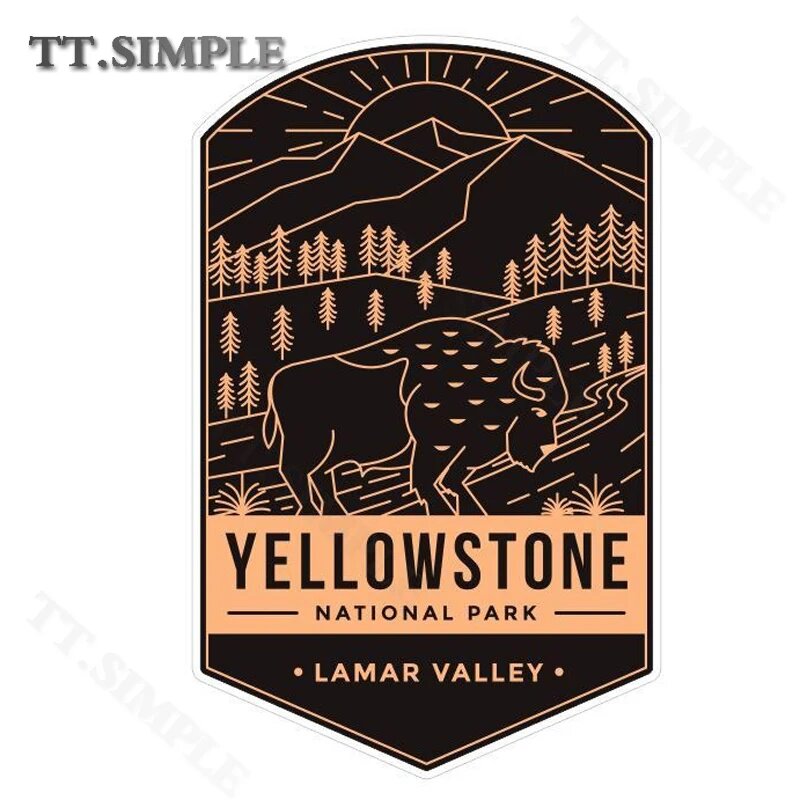 Наклейка на авто Yellowstone Lamar Valley, 15см