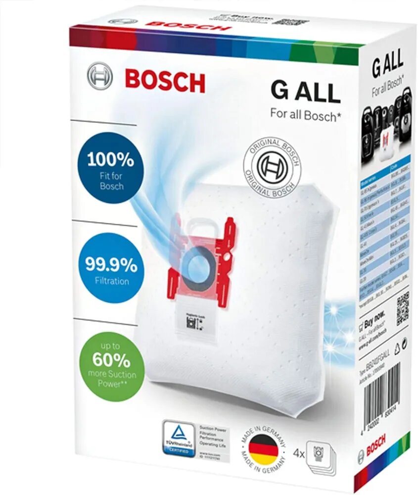 2 коробки. Для пылесоса Bosch, мешок для сбора пыли, 8 шт, для всех типов 17000940 Siemens Lloyds