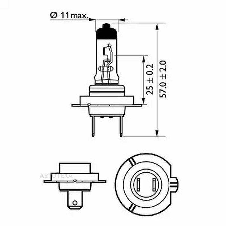 Лампа галогеновая головного света H7 PX26d 3200K Vision 12V 55W Блистер 1 шт PHILIPS 12972PRB1