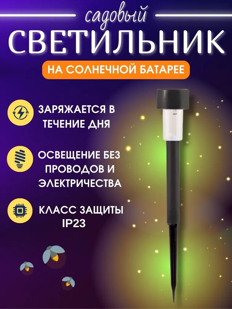Светильник уличный садовый Фонарь на солнечной батарее для сада светодиодный Фонарик лампа беспроводная для освещения дома гаража и дачи 159730