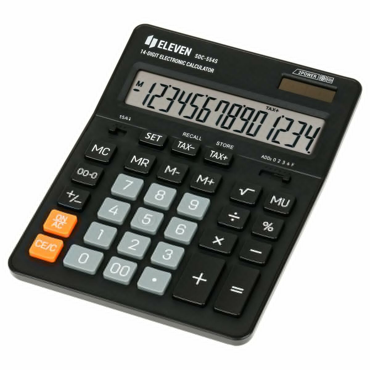 Калькулятор настольный Eleven SDC-554S, 14-разрядный, двойное питание, черный (SDC-554S), 10шт.