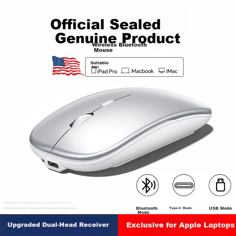 Беспроводная сенсорная мышь Stek Bluetooth для Apple MacBook iPad ПК - Перезаряжаемая тихая двухрежимная мышь с Type-C
