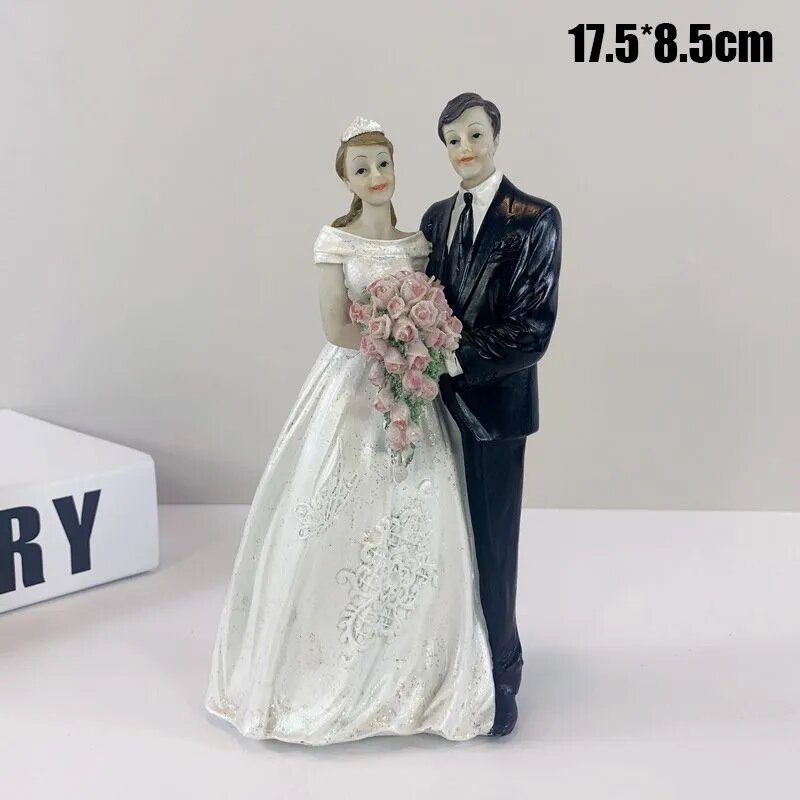 Украшение для торта жениха невесты, фигурка жениха и невесты, 17.5*8.5см, аксессуар для фотосессий, белый