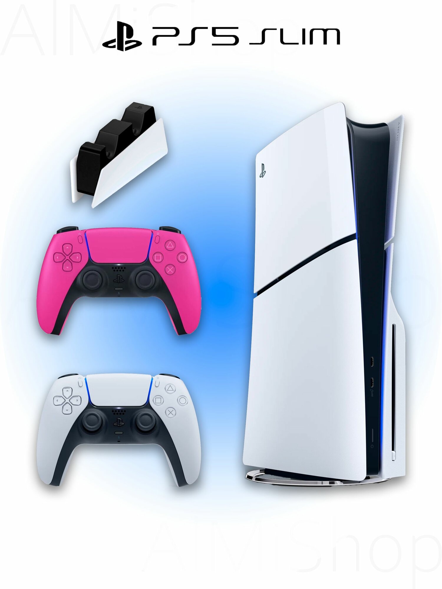 Игровая приставка Sony PlayStation 5 Slim с дисководом + 2 геймпад (розовый, Nova Pink) + зарядная станция
