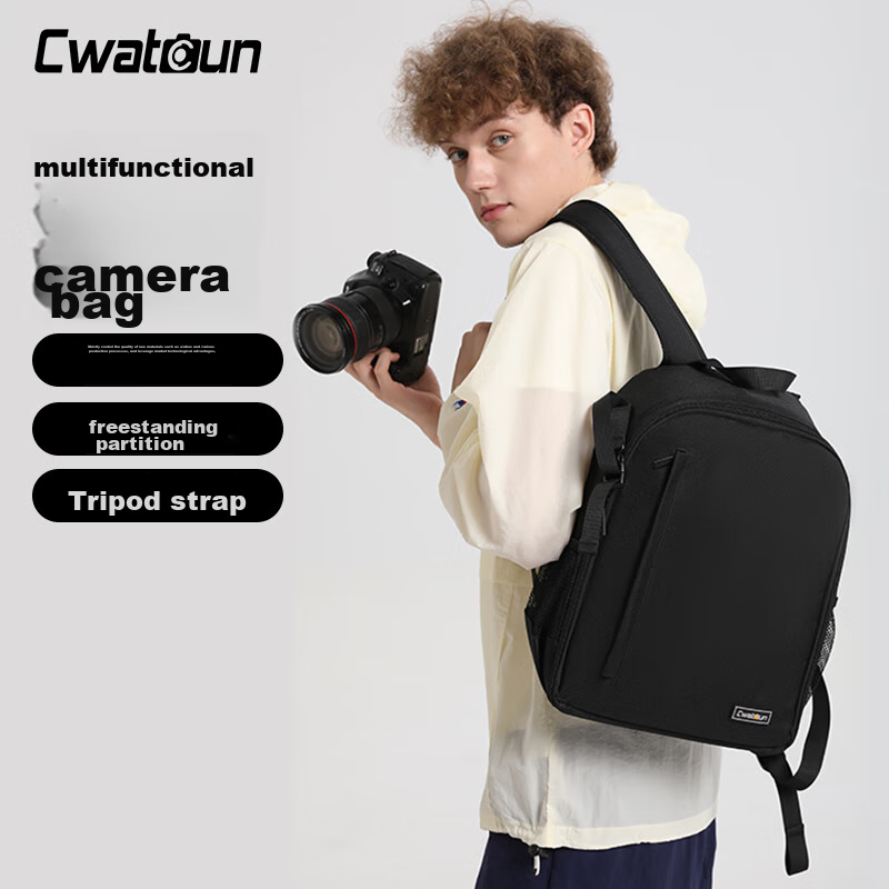 CWATCUN фотоаппаратный рюкзак для Canon Nikon Sony - влагозащищенный плечевой мешок с местом для нескольких объективов