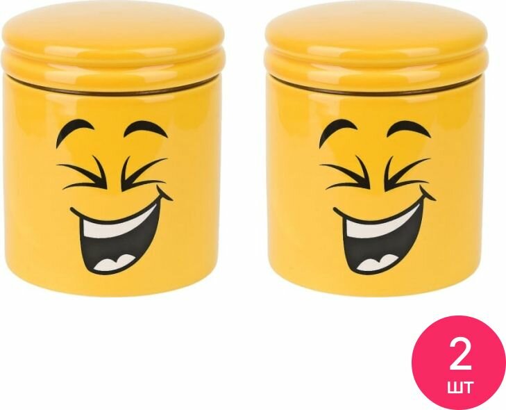 Банка для сыпучих продуктов Dolomite / Доломит L2520872 Smile из керамики, 480мл / контейнер для хранения (комплект из 2 шт)